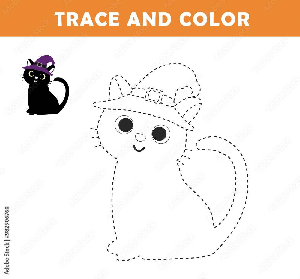 Trace and color for children. Handwriting practice. Coloring page for ...