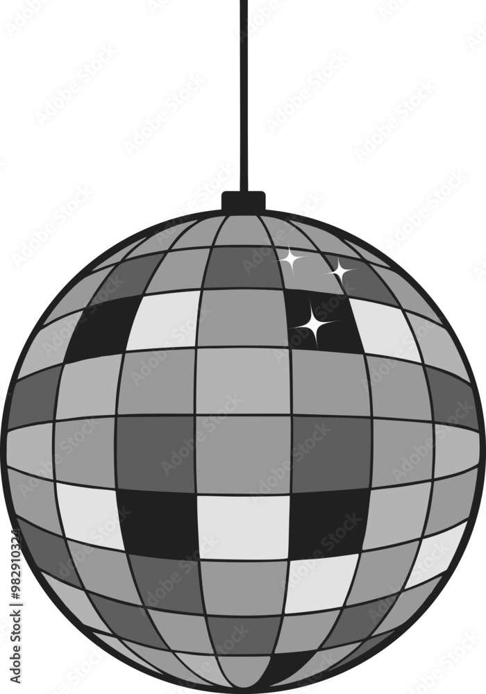 Retro 70s 80s Disco Ball Illustration for Vintage Dance Club Backdrop ...