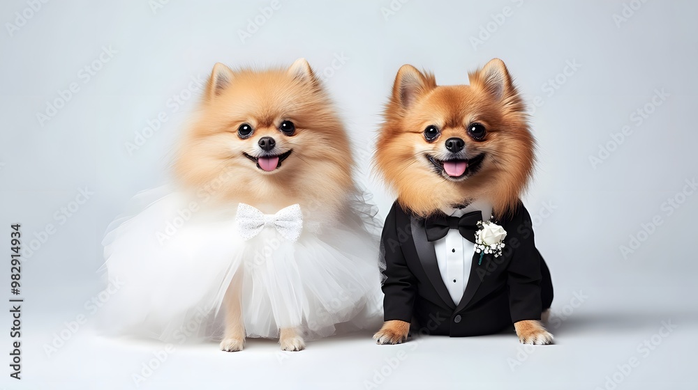 Canine Matrimony: A Whimsical Portrayal of Pomeranians in Wedding ...