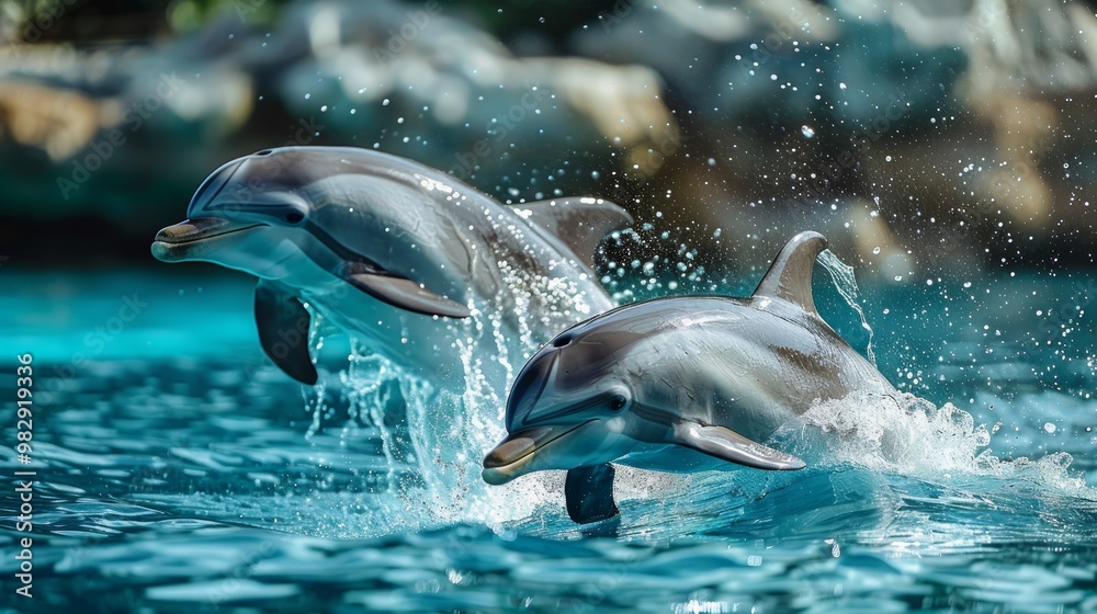 Dolphins are intelligent and social marine mammals known for their playful behavior and ...