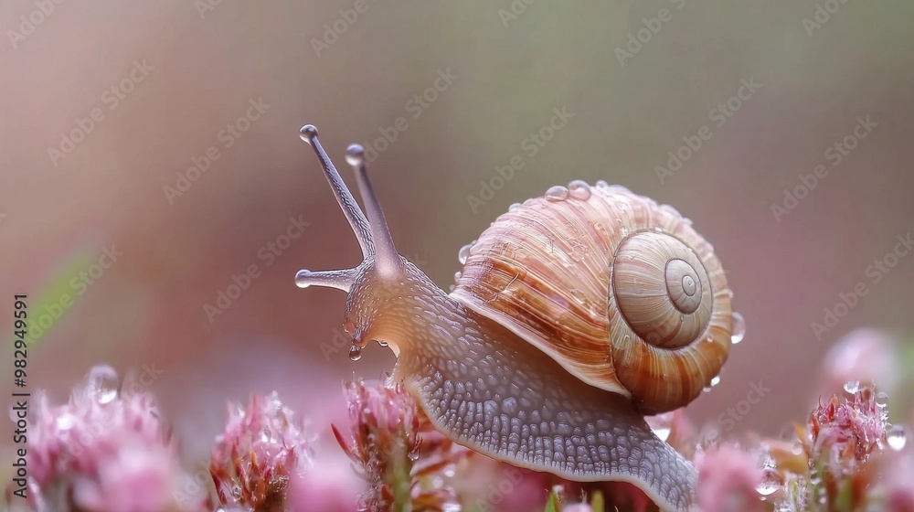 A close-up photo of a snail, so clear it's like you're looking at it in ...