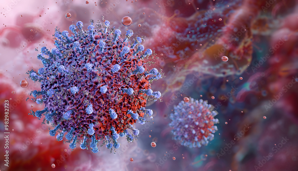 Cytomegalovirus viral particle, human betaherpesvirus infection ...