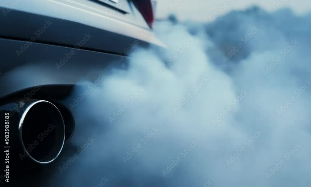 Thick smoke billowing from a malfunctioning car, indicating a breakdown ...