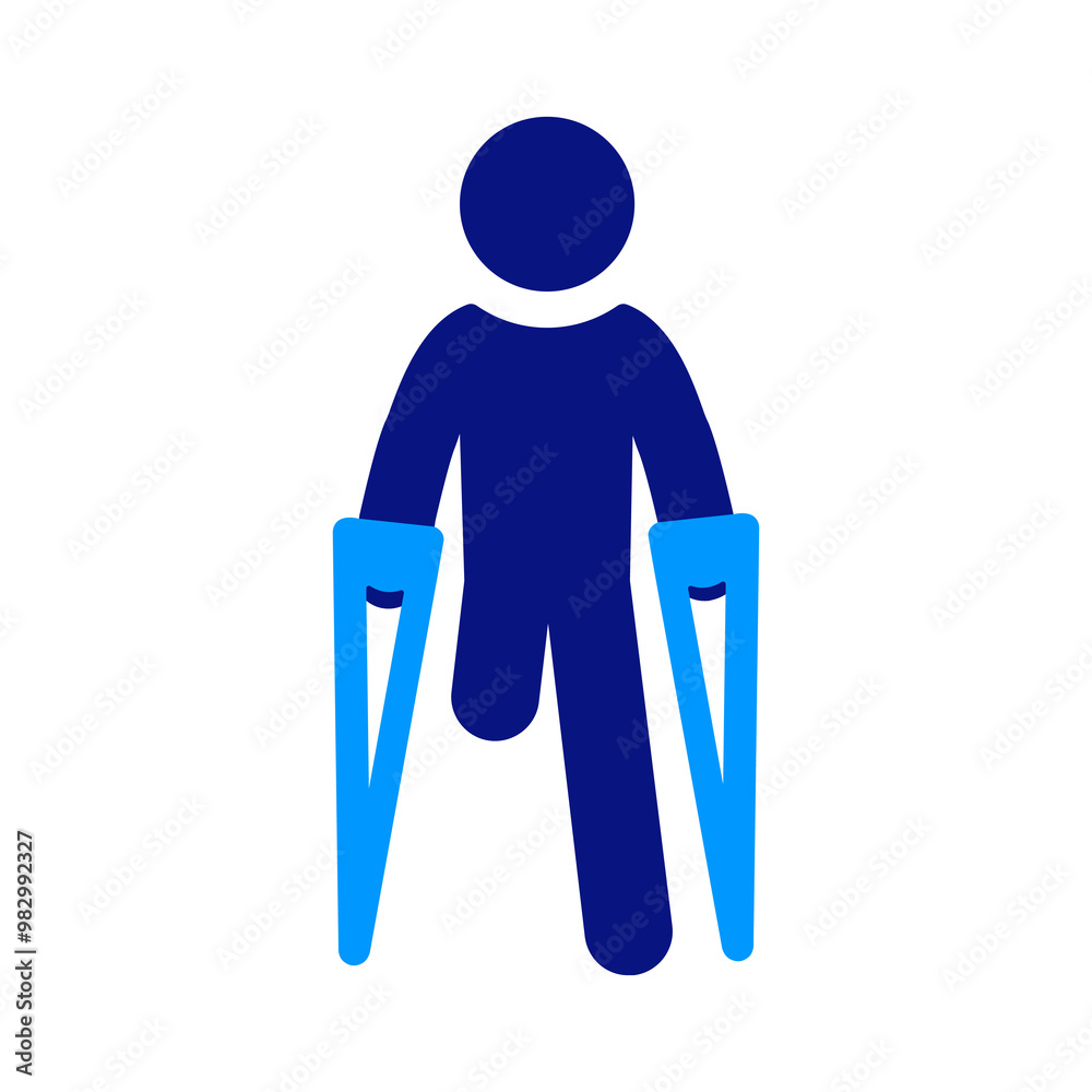 Figure with crutches, mobility impairment, accessibility, simple icon ...