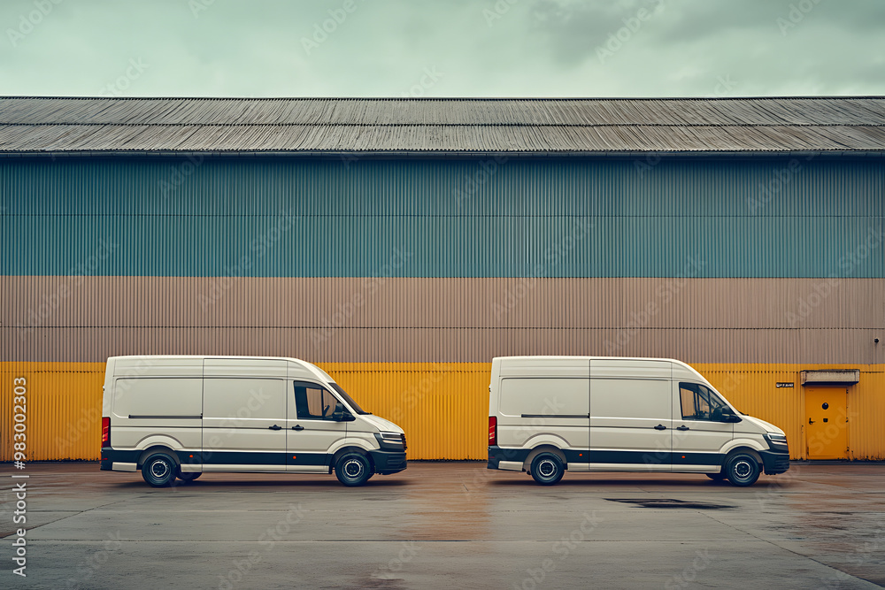 Two White Sprinter Delivery Vans Parked Side by Side in Front of a ...