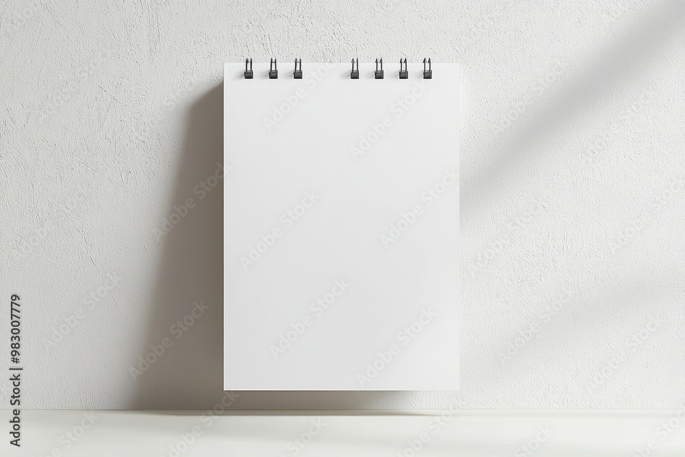 A minimalistic close-up of a DIN A4-sized drawing pad with spiral ...