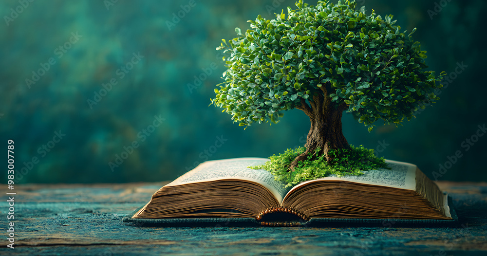 The Tree of Knowledge Growing from an Open Book, Symbolizing the Fusion ...