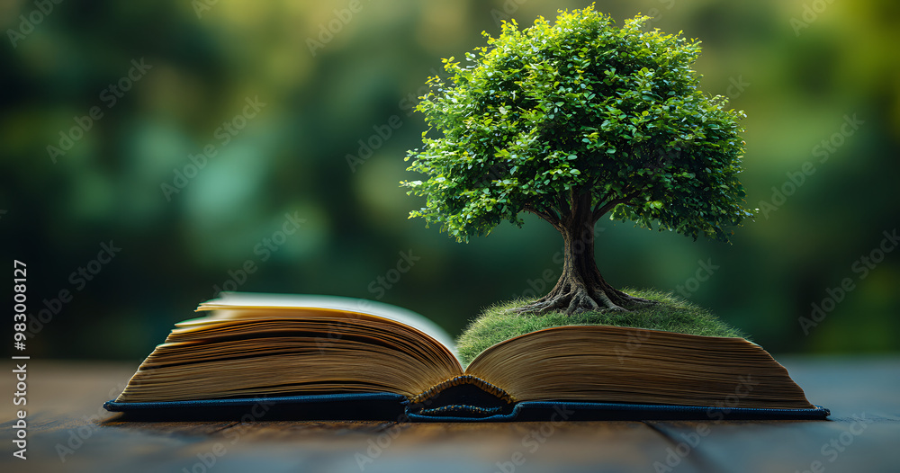 The Tree of Knowledge Growing from an Open Book, Symbolizing the Fusion ...