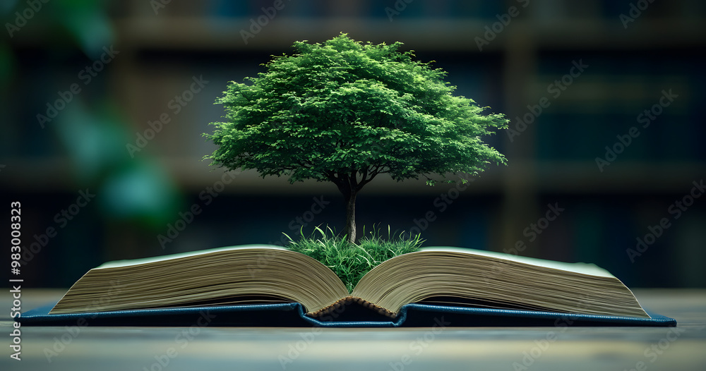 The Tree of Knowledge Growing from an Open Book, Symbolizing the Fusion ...