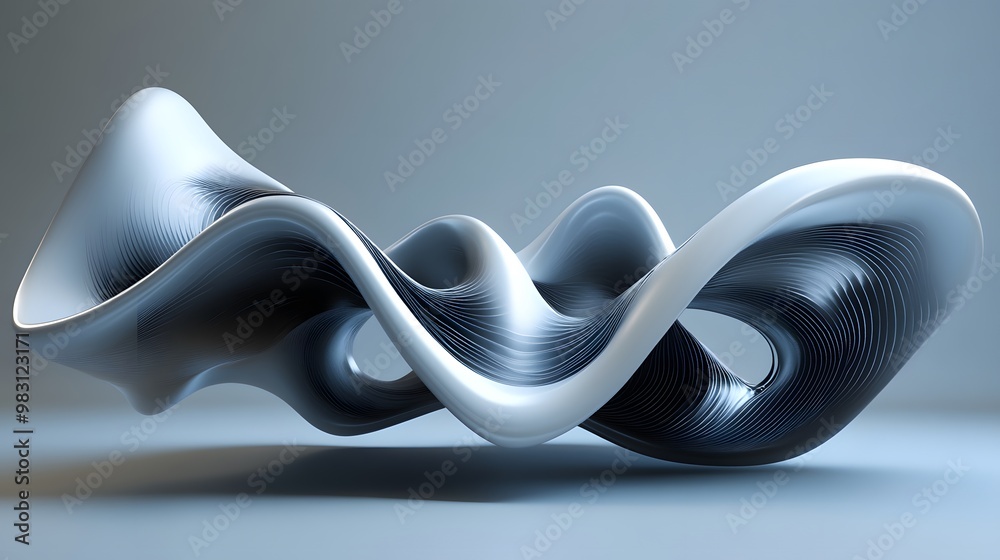 A smooth, flowing abstract shape made from NURBS curves, with sleek ...