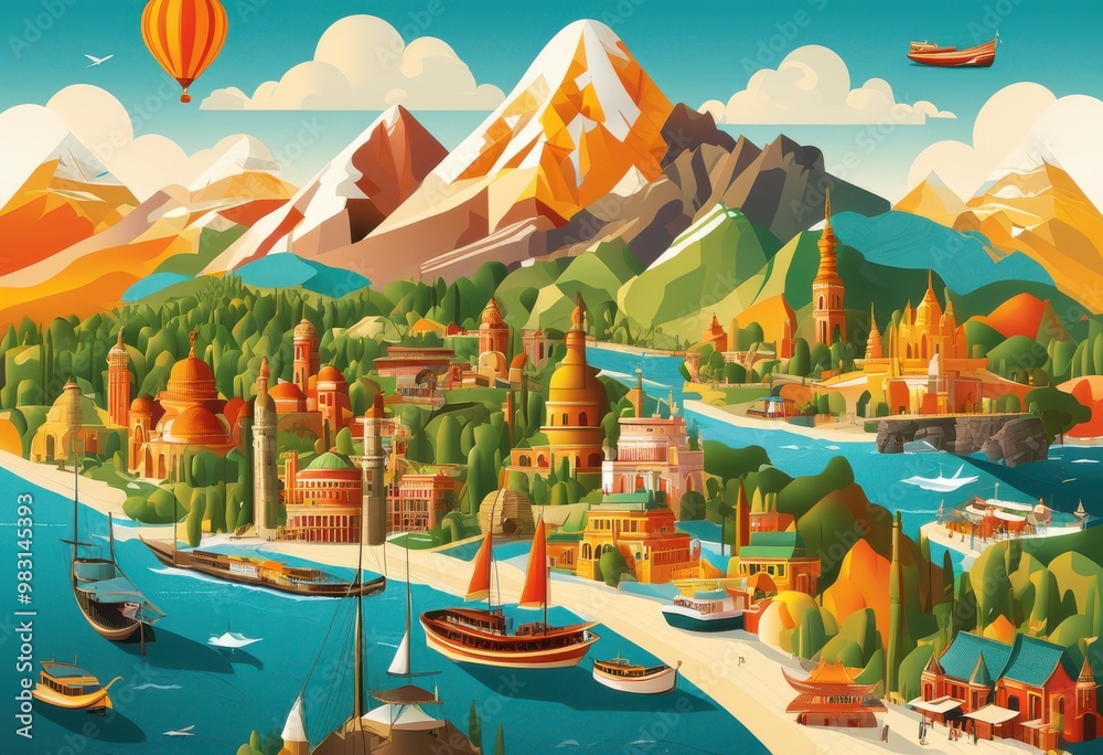 colorful travel itinerary layout featuring detailed essential eye ...