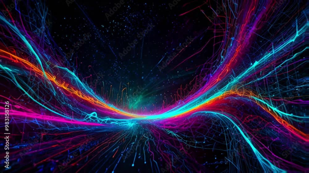 Lightning particle background Sparkling energy light lines bursting in ...