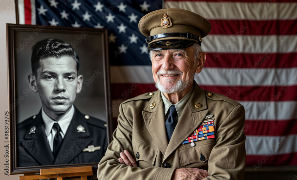 Veterans Day: Portrait of a veteran wearing his military uniform ...