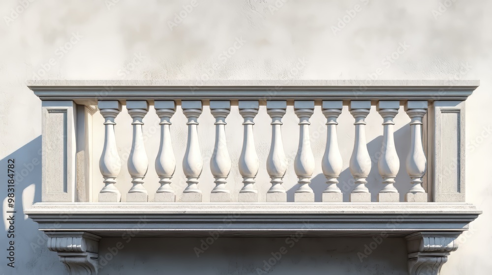 Classic Italian balustrade pattern on white background for easy ...
