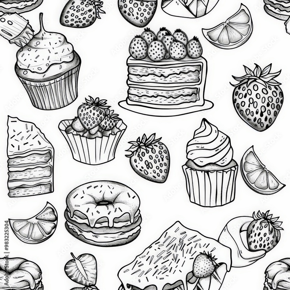 simlpe line drawing of a beautiful dessert coloring pages for your ...