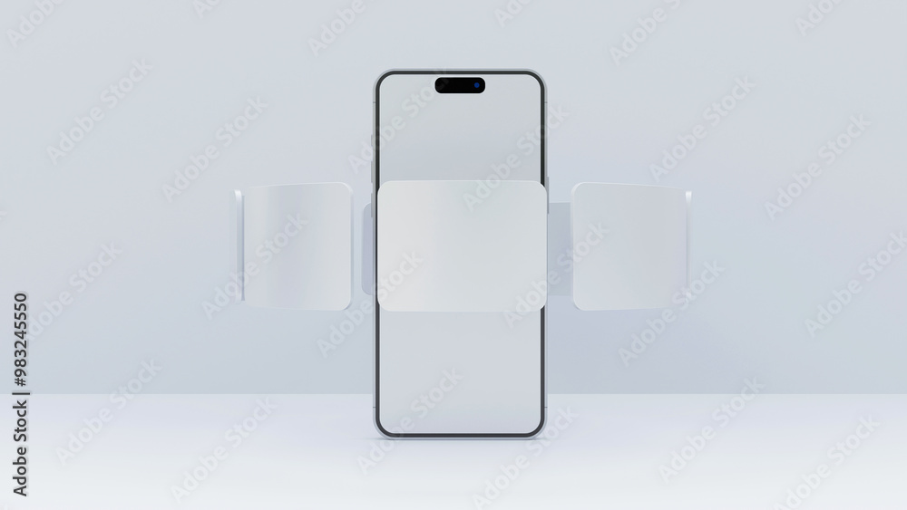 Blank screen smartphone and empty screens mock up on white background ...