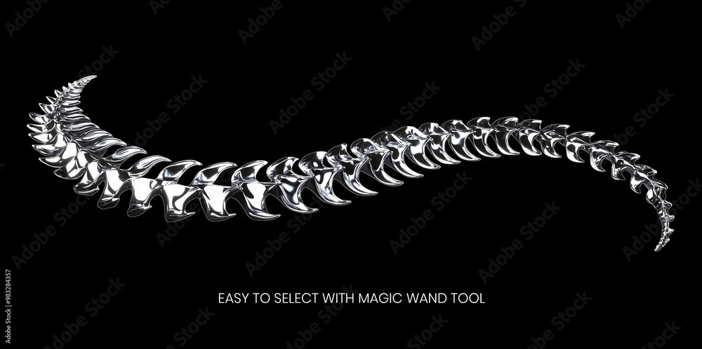 Cyber futuristic chrome metal spine background. Silver serpent spine ...