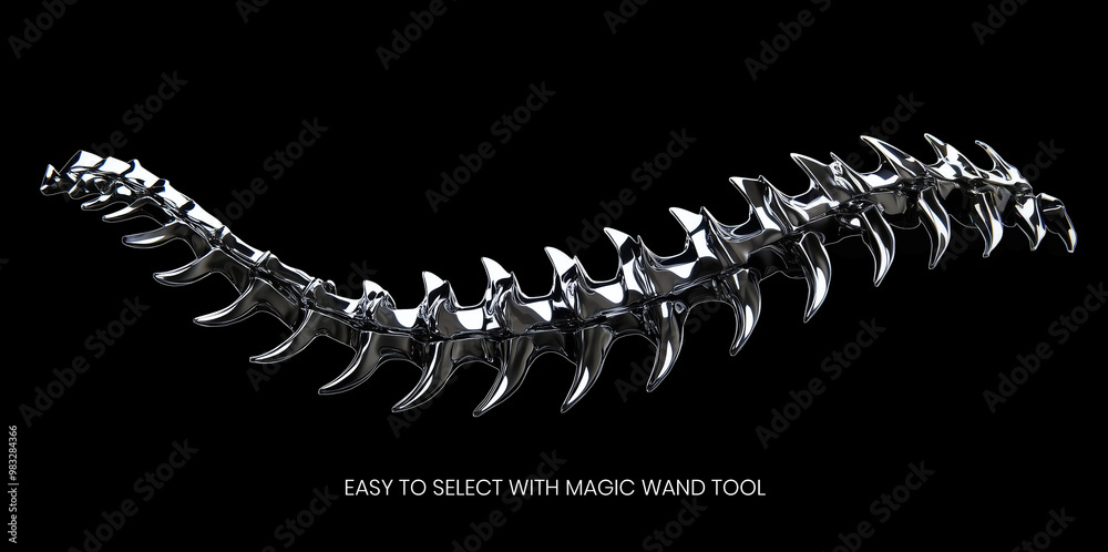 Cyber futuristic chrome metal spine background. Silver serpent spine ...