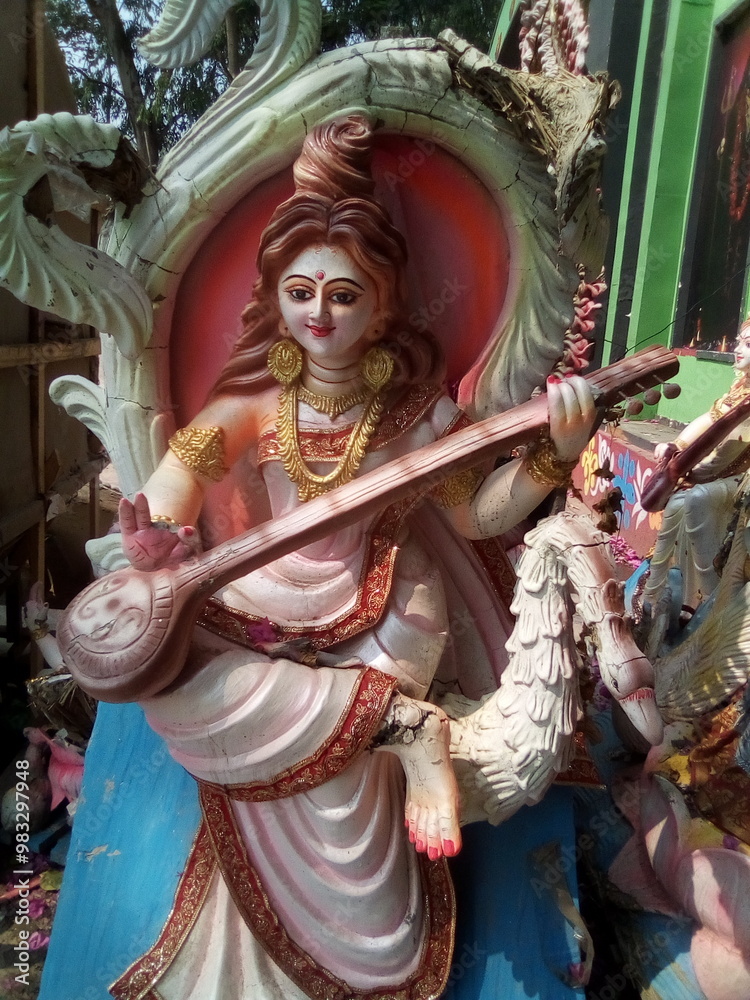 Goddess Swarswati puja in Bangladesh Stock Photo | Adobe Stock