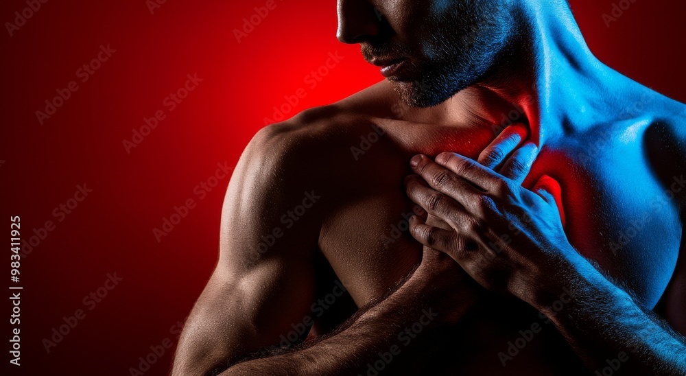 The medical issue concept of chest pain and stress that leads to a ...