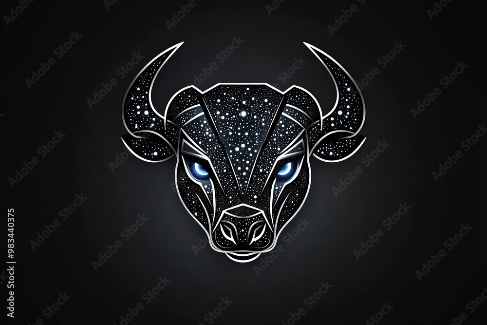 Simple Taurus symbol, using a smooth, circular outline for the bullâ€™s ...