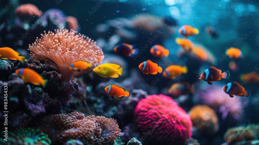 Beautiful underwater scene featuring a vibrant coral reef and a Coral ...