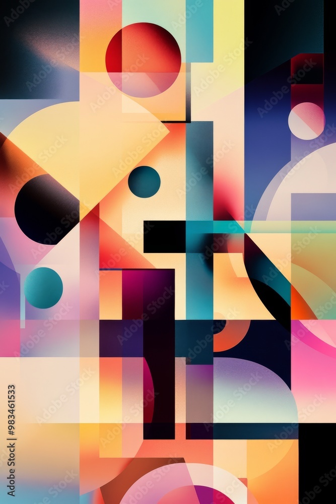 Composición abstracta formada por figuras geométricas superpuestas en ...