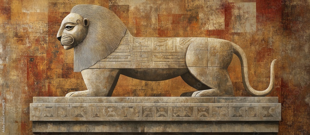 Limestone statue of a mythical creature featuring a lion s body and a ...