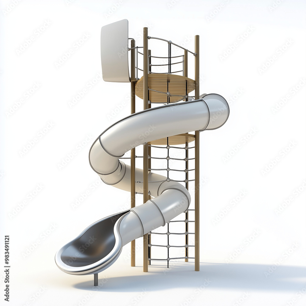 Exciting Playground Setup with Spiral Slide and Monkey Bars for Kids ...