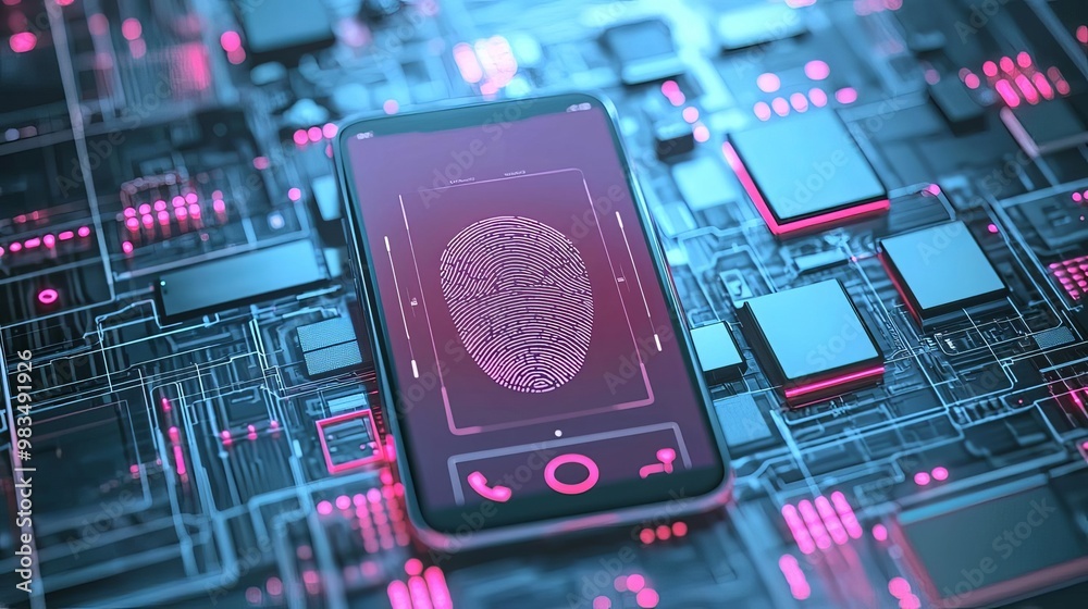 Face ID Log in Scan Phone hovering over a fingerprint and facial scan ...