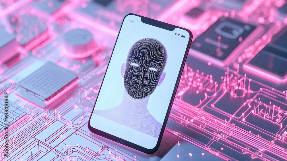 Face ID Log in Scan Phone hovering over a fingerprint and facial scan ...