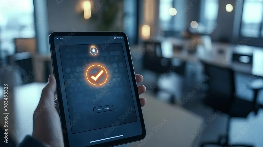 Face ID Log in Scan Tablet screen displaying a facial recognition ...