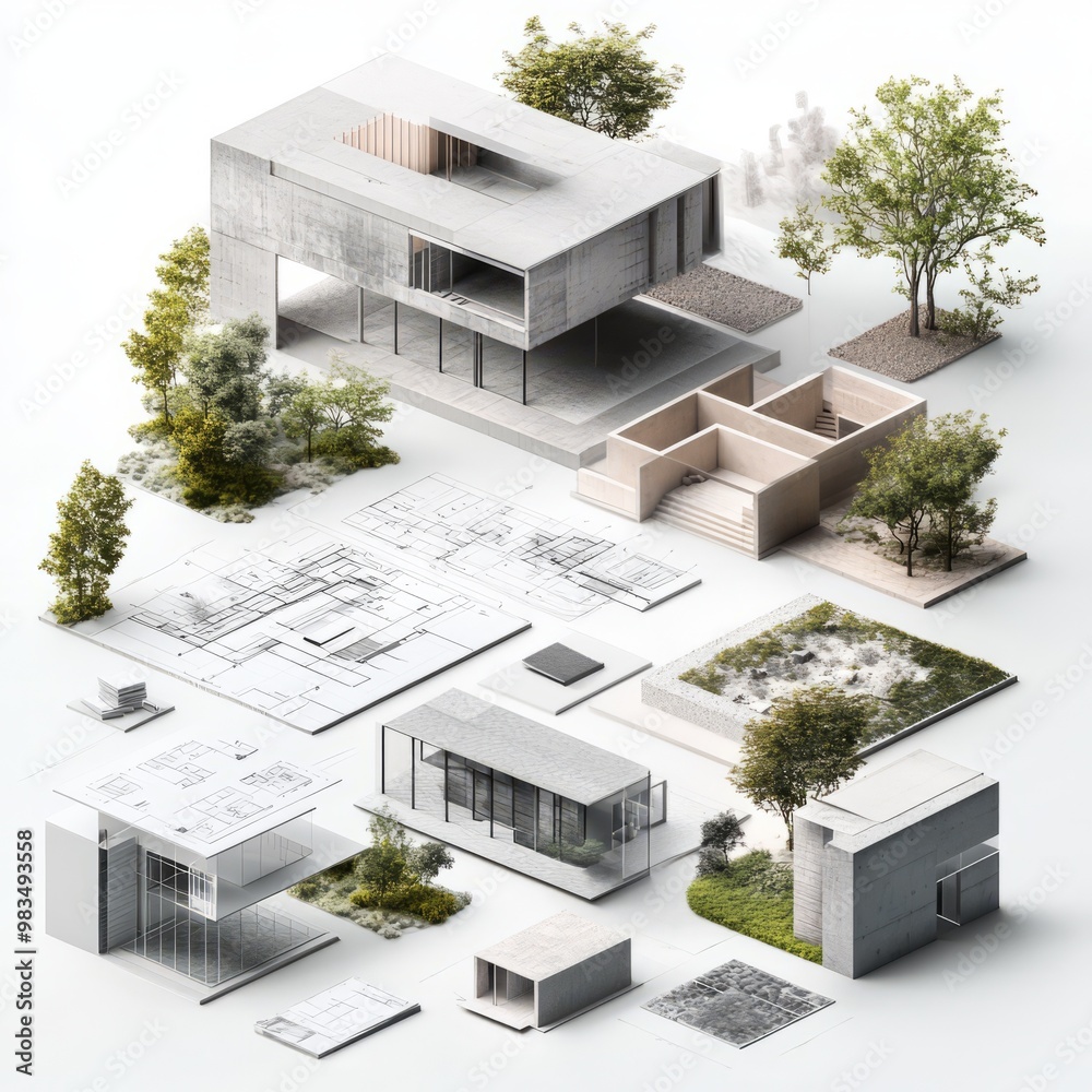 Modern Architectural Concepts and Designs in 3D Visualization Stock ...