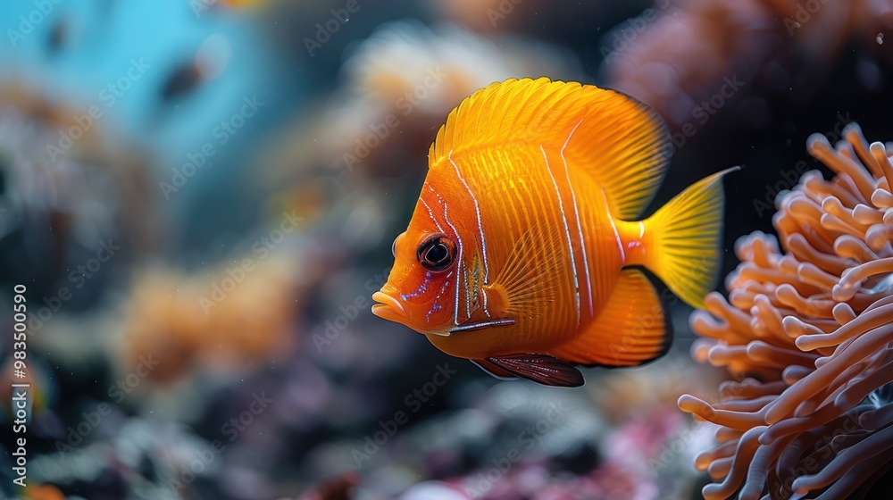 Sohal Surgeonfish (Acanthurus Sohal) swimming in the vibrant coral ...
