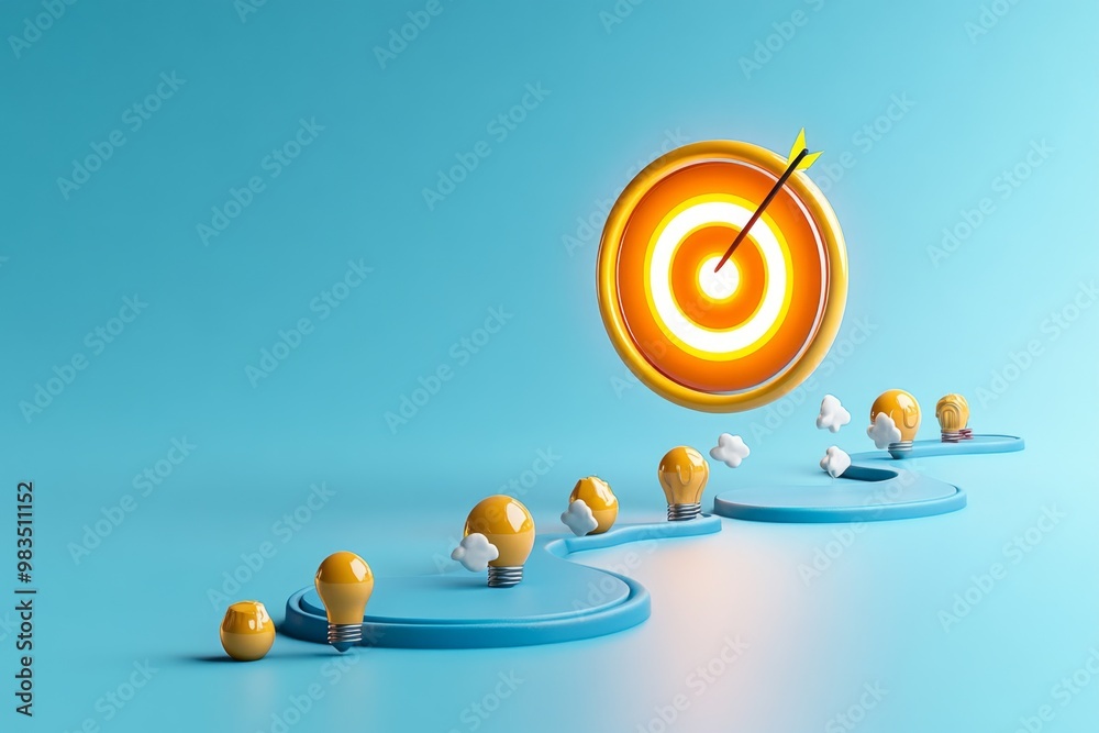 Minimalist goal achievement timeline, with key milestones leading ...
