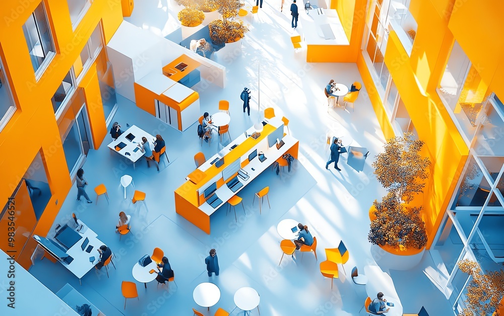 Creative learning scene featuring individuals using various educational ...