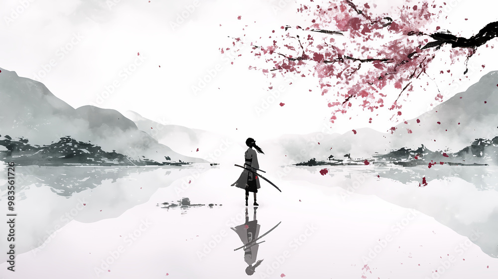 Samurai, sumi-e, ink painting, Japanese painting, Edo period, Meiji ...
