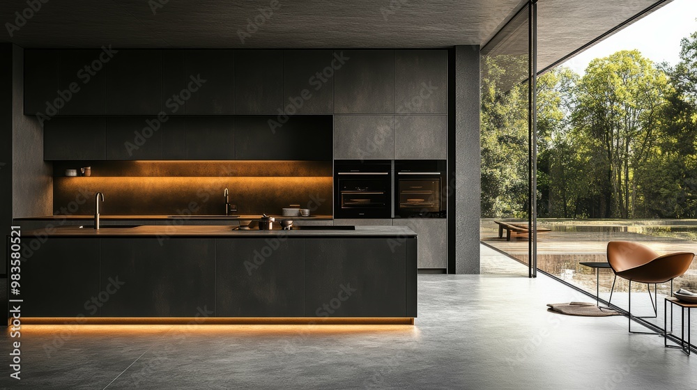 Sleek and modern kitchen, with clean lines and minimalist design, the ...