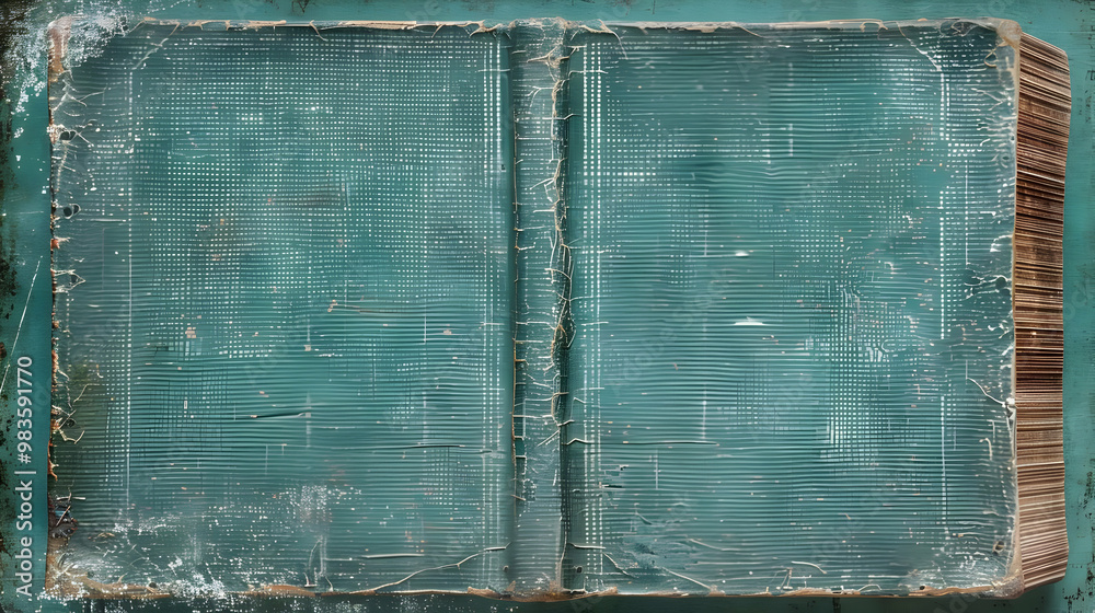 Vintage Worn Teal Book Cover with Detailed Texture and Faded Color ...