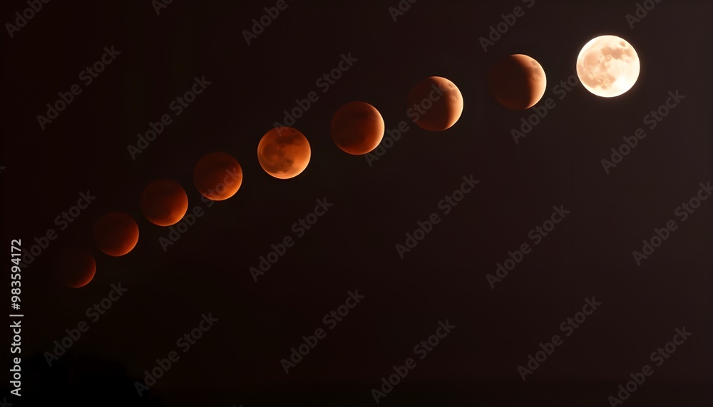 Composite image showcasing the various phases of a lunar eclipse. Stock ...