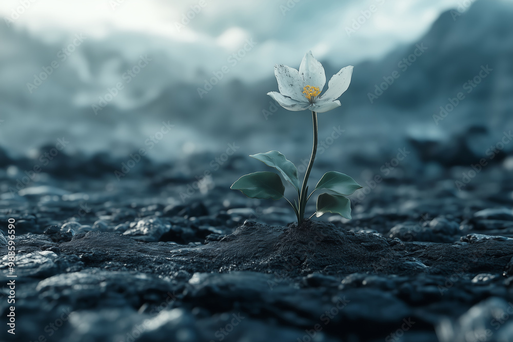 Resilience in Bloom: A solitary white flower defies the odds ...