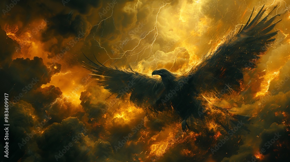 Myth of the Thunderbird a giant bird controlling the storms ancient ...