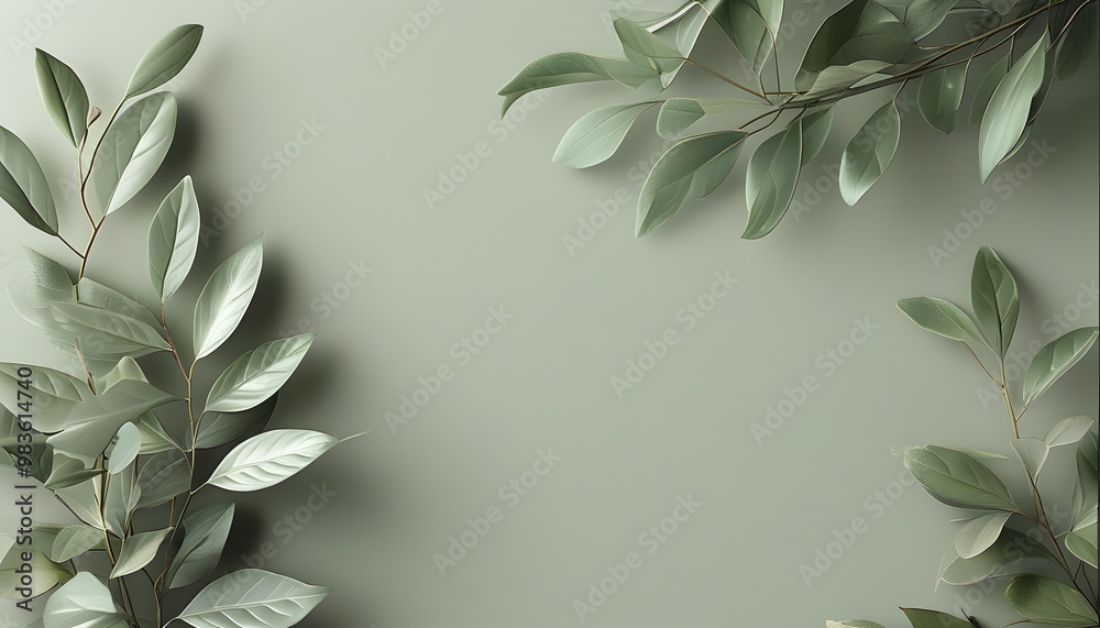 Elegant minimalistic leaf design background for serene social media ...