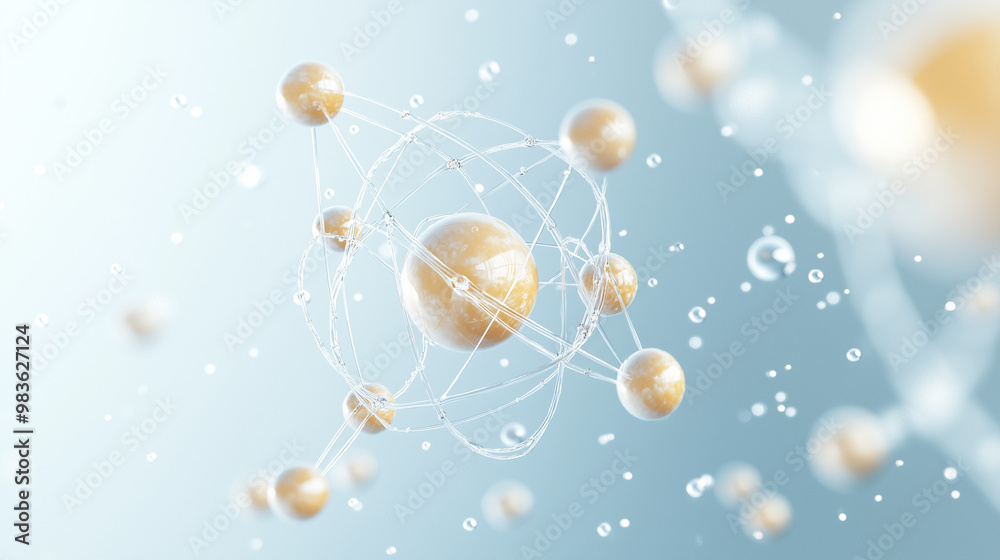 Atomic, editorial illustration of the sub-atomic world, impressionistic ...