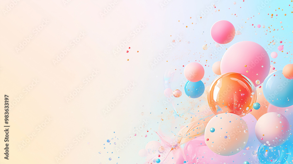 Colorful, abstract music notes falling from the sky, blending into a ...