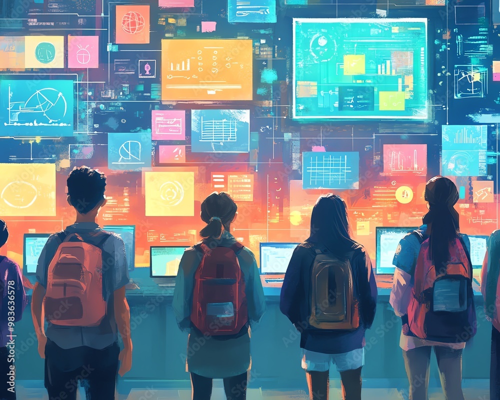 Dynamic depiction of a virtual classroom with live video interactions ...