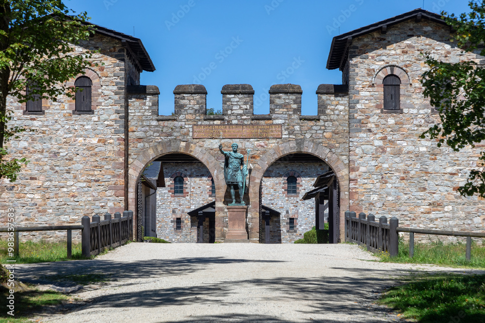 The main gate of the Roman fort Saalburg near Frankfurt, Germany with ...