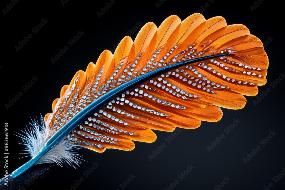 Intricate feather barb with delicate filaments, avian craftsmanship ...