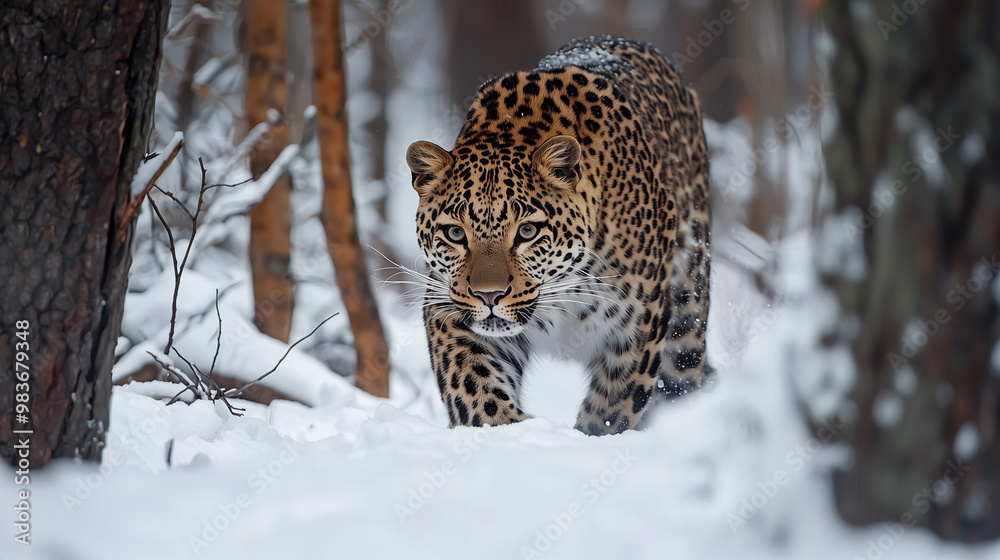 Amur Leopard on the Hunt: One of the World's Rarest Species Stock Photo ...