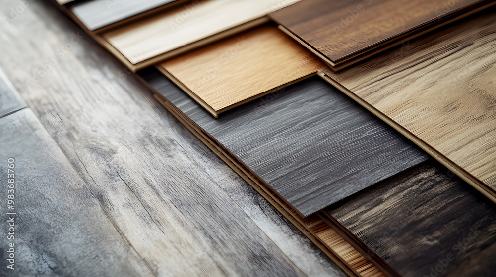 assortment of laminate and vinyl flooring samples, highlighting the ...